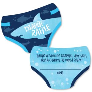 big dot of happiness shark zone - diaper shaped raffle ticket inserts - jawsome shark baby shower activities - diaper raffle game - set of 24