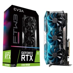 evga geforce rtx 2080 super ftw3 ultra, overclocked, 2.75 slot extreme cool triple + icx2, 65c gaming, rgb, metal backplate, 8gb gddr6, 08g-p4-3287-kr