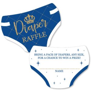 big dot of happiness royal prince charming - diaper shaped raffle ticket inserts - baby shower activities - diaper raffle game - set of 24