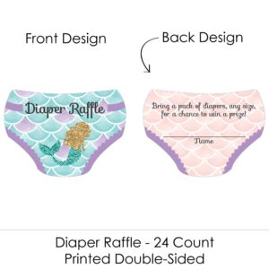 Big Dot of Happiness Let's Be Mermaids - Diaper Shaped Raffle Ticket Inserts - Baby Shower Activities - Diaper Raffle Game - Set of 24