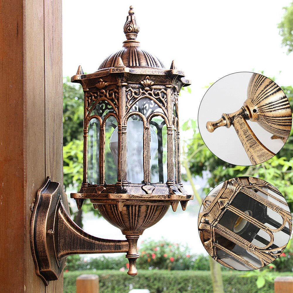 DONSU Retro Classic Garden Wall Lantern, Path Lamp,Wall Mount, Sconce,Outdoor Garden Lamp Sconce Exterior Wall Light Fixture Retro Aluminum Lantern for The Home/Hotel/Corridor Decorate Wall Ligh