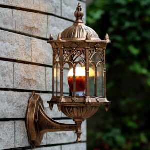 DONSU Retro Classic Garden Wall Lantern, Path Lamp,Wall Mount, Sconce,Outdoor Garden Lamp Sconce Exterior Wall Light Fixture Retro Aluminum Lantern for The Home/Hotel/Corridor Decorate Wall Ligh