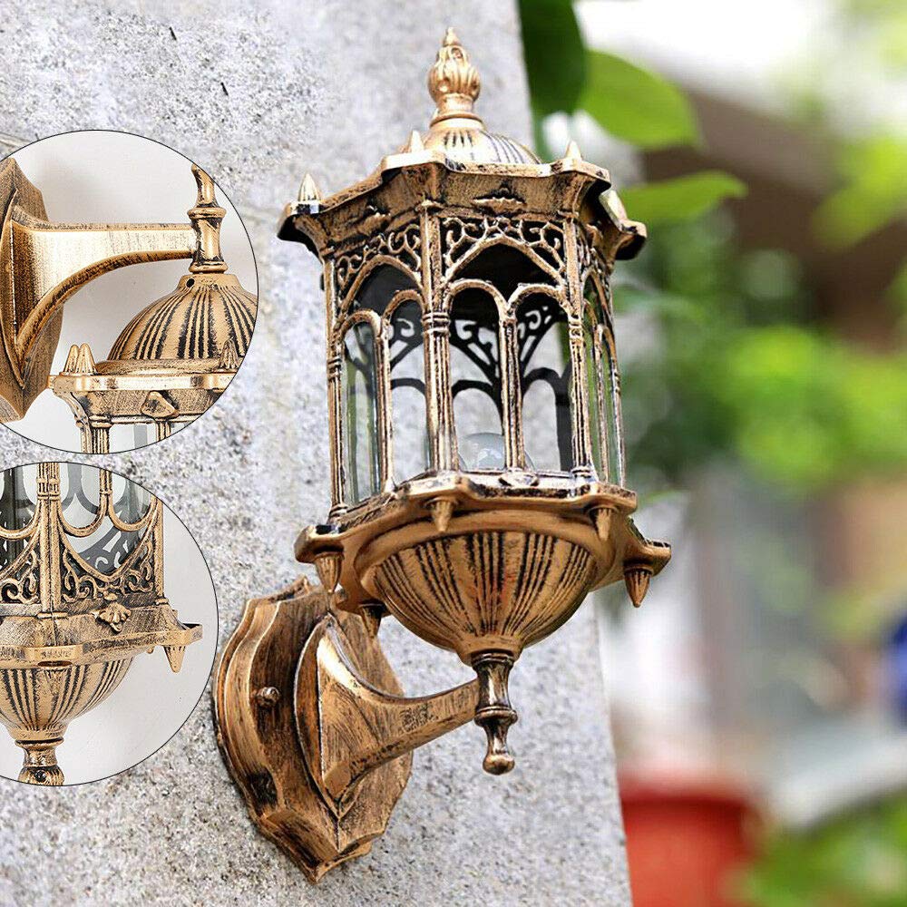 DONSU Retro Classic Garden Wall Lantern, Path Lamp,Wall Mount, Sconce,Outdoor Garden Lamp Sconce Exterior Wall Light Fixture Retro Aluminum Lantern for The Home/Hotel/Corridor Decorate Wall Ligh