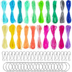 acrsikr string gimp plastic lacing cord for bracelets scoubidou craft kits with snap clip hooks 20 colors