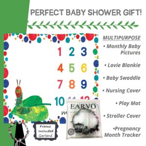 EARVO Baby Milestone Blanket 47x40 inches The Very Hungry Caterpillar Baby Photography Blanket Dots Large Size Watch Me Grow Blanket Newborn Photo Props EADS474