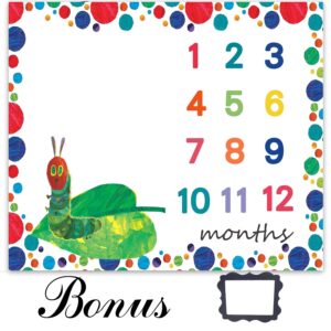 EARVO Baby Milestone Blanket 47x40 inches The Very Hungry Caterpillar Baby Photography Blanket Dots Large Size Watch Me Grow Blanket Newborn Photo Props EADS474