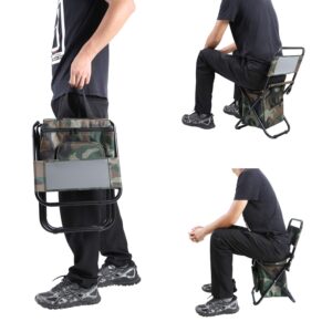 LEADALLWAY Fishing Chair with Cooler Bag Foldable Compact Fishing Stool,Camouflage