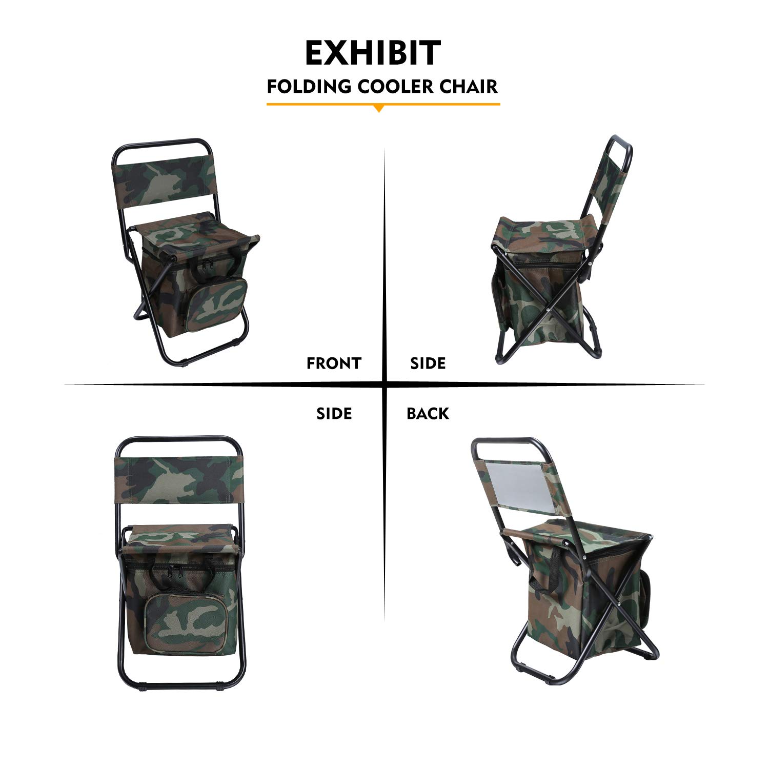 LEADALLWAY Fishing Chair with Cooler Bag Foldable Compact Fishing Stool,Camouflage