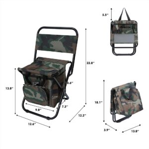 LEADALLWAY Fishing Chair with Cooler Bag Foldable Compact Fishing Stool,Camouflage