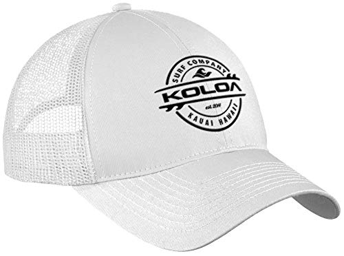 Joe's USA Koloa Surf Thruster Logo Old School Curved Bill Mesh Snapback Hat-White/b