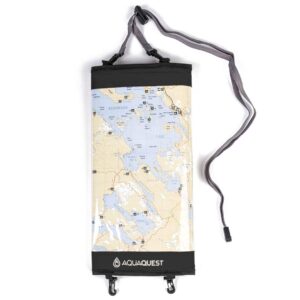 AquaQuest TRAIL Map Case - 100% Waterproof Document Dry Bag Holder with Clear Window & Lanyard - Black