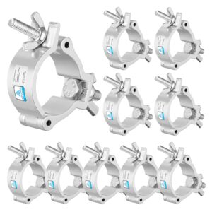 10pcs worldlite premium stage lights truss clamp, 2 inch aluminum truss light clamps/hooks, led par light moving head beam spot clamps, fit for 48-52mm od tube/pipe diameter, 220lb capacity