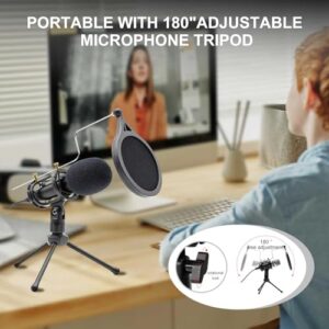 LOOYUAN Condenser Recording Microphone, 3.5mm Plug Mic for PC, Broadcast Microphone for Singing, Gaming, Computer, Desktop, Laptop, MAC Windows, Online Chatting, Podcast, Skype, YouTube