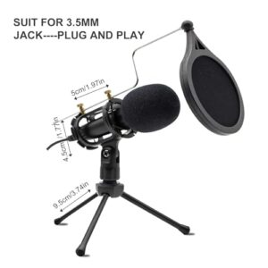 LOOYUAN Condenser Recording Microphone, 3.5mm Plug Mic for PC, Broadcast Microphone for Singing, Gaming, Computer, Desktop, Laptop, MAC Windows, Online Chatting, Podcast, Skype, YouTube