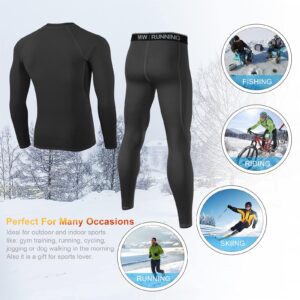 MEETWEE Thermal Underwear for Men, Winter Base Layer Set Tops & Long Johns Winter Ski Cold Weather Gear for Heat Retention Black