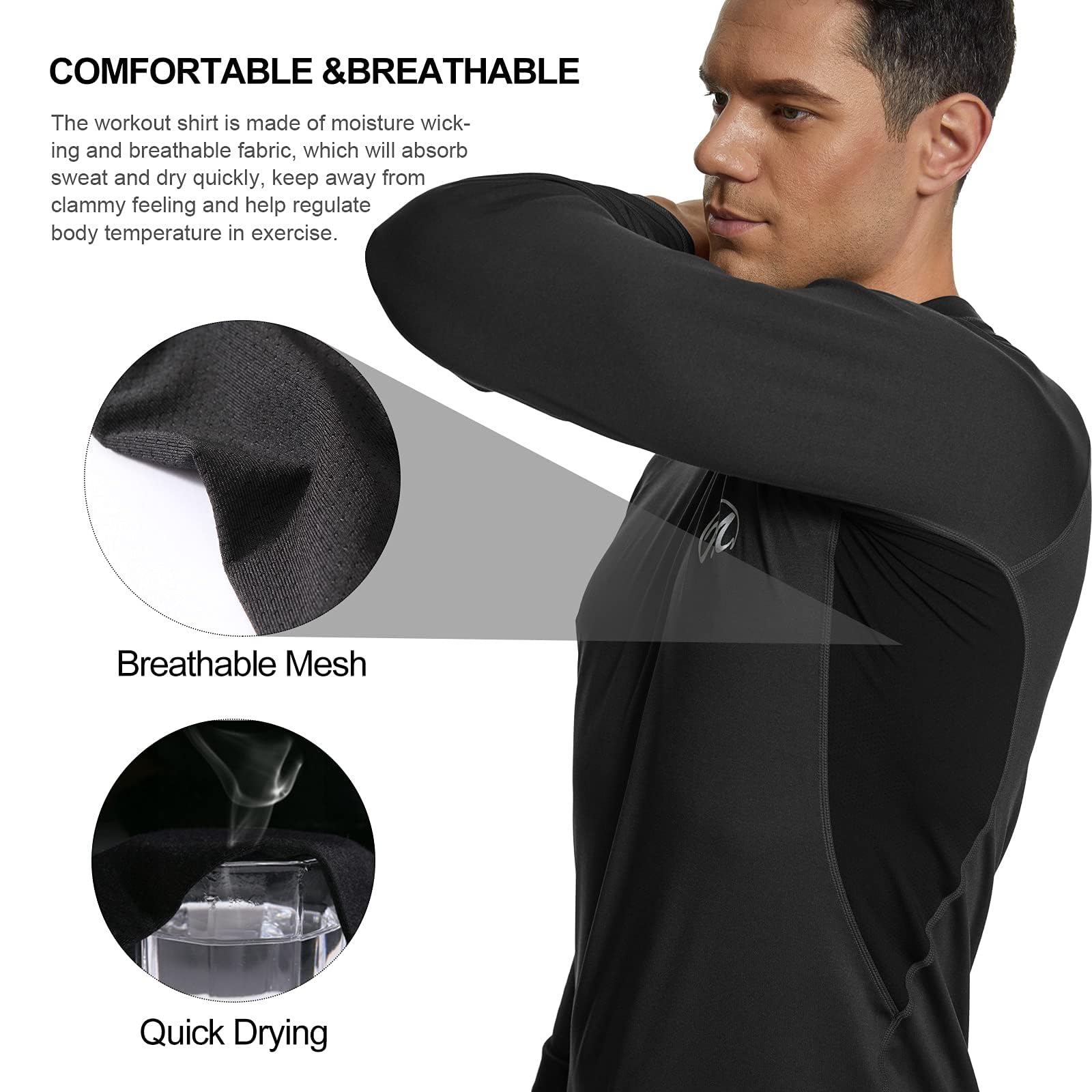 MEETWEE Thermal Underwear for Men, Winter Base Layer Set Tops & Long Johns Winter Ski Cold Weather Gear for Heat Retention Black