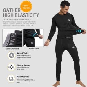 MEETWEE Thermal Underwear for Men, Winter Base Layer Set Tops & Long Johns Winter Ski Cold Weather Gear for Heat Retention Black