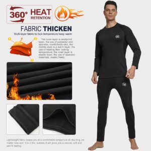 MEETWEE Thermal Underwear for Men, Winter Base Layer Set Tops & Long Johns Winter Ski Cold Weather Gear for Heat Retention Black