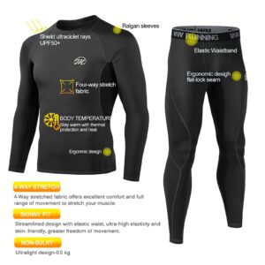 MEETWEE Thermal Underwear for Men, Winter Base Layer Set Tops & Long Johns Winter Ski Cold Weather Gear for Heat Retention Black