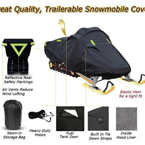 Trailerable Snowmobile Snow Machine Sled Cover Compatible for Ski Doo Bombardier Backcountry X-RS 850 E-TEC 146 for Model Years 2020-2023. 600 Denier Gear