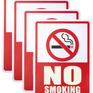 No Smoking Sign, Self-Adhesive, Glow-In-The-Dark (Pack of 4) 10 X 7 Inches, Long-Lasting Waterproof, For Indoor/Outdoor Home or Business by natraco Red