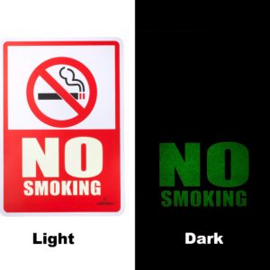 No Smoking Sign, Self-Adhesive, Glow-In-The-Dark (Pack of 4) 10 X 7 Inches, Long-Lasting Waterproof, For Indoor/Outdoor Home or Business by natraco Red