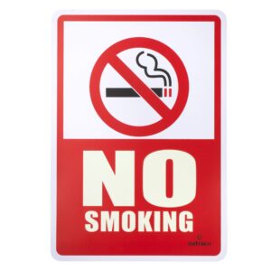 No Smoking Sign, Self-Adhesive, Glow-In-The-Dark (Pack of 4) 10 X 7 Inches, Long-Lasting Waterproof, For Indoor/Outdoor Home or Business by natraco Red