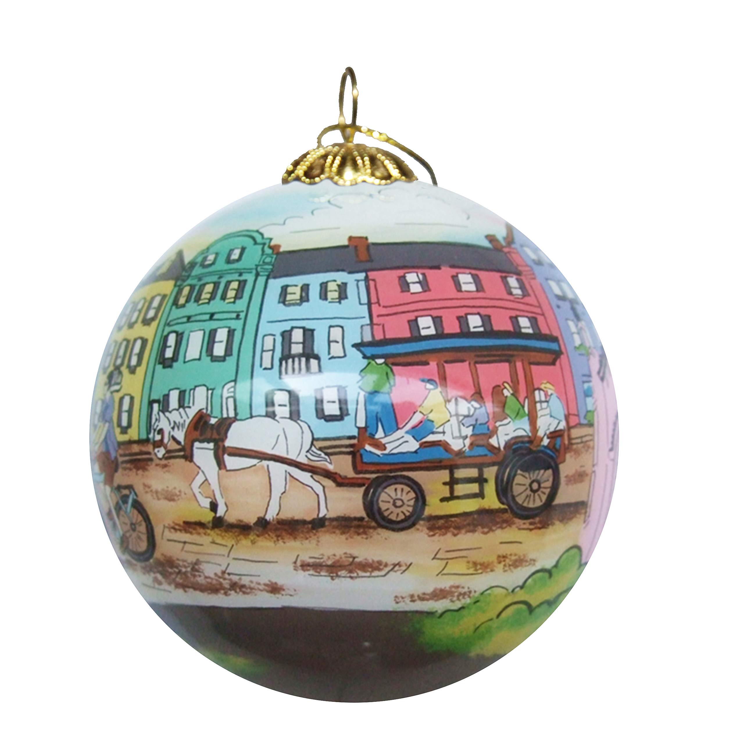 Blown Glass Christmas Ornament | Illustrated Charleston | Hand Painted Inside | Original Art | Includes Gift Box