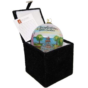 Blown Glass Christmas Ornament | Illustrated Charleston | Hand Painted Inside | Original Art | Includes Gift Box