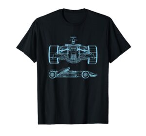 formula racing car silhouette mechanical engineering draw short sleeve t-shirt