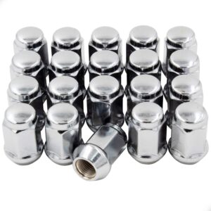 wheel accessories parts 20 pcs m14x1.5 14x1.5 thread bulge acorn 35mm 1.38" long lug nuts chrome 3/4" 19mm hex fits 2010+ chevy camaro | dodge charger challenger | 2014+ ford mustang