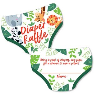 big dot of happiness jungle party animals - diaper shaped raffle ticket inserts - safari zoo animal baby shower activities - diaper raffle game - set of 24