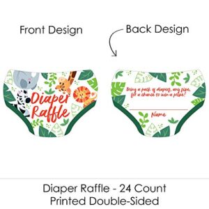 Big Dot of Happiness Jungle Party Animals - Diaper Shaped Raffle Ticket Inserts - Safari Zoo Animal Baby Shower Activities - Diaper Raffle Game - Set of 24