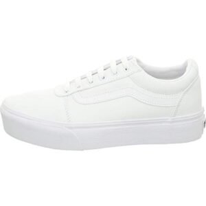 Vans Women's Ward Platform Sneaker, Canvas White, 8.5