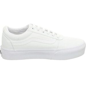 Vans Women's Ward Platform Sneaker, Canvas White, 8.5