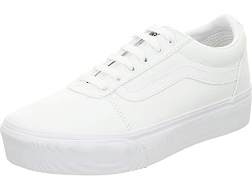 Vans Women's Ward Platform Sneaker, Canvas White, 8.5