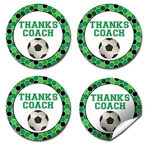 Soccer Team Coach Appreciation Thank You Sticker Labels, 40 2" Party Circle Stickers by AmandaCreation, Great for Envelope Seals & Gift Bags