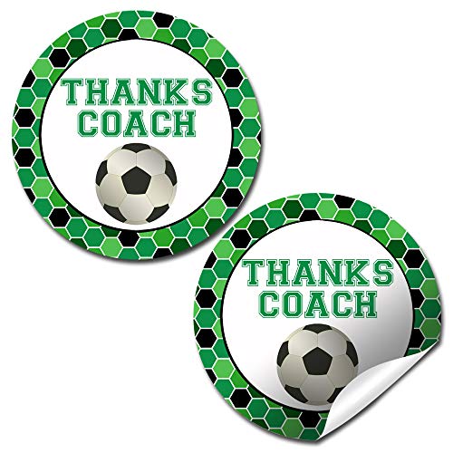 Soccer Team Coach Appreciation Thank You Sticker Labels, 40 2" Party Circle Stickers by AmandaCreation, Great for Envelope Seals & Gift Bags