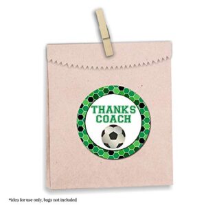 Soccer Team Coach Appreciation Thank You Sticker Labels, 40 2" Party Circle Stickers by AmandaCreation, Great for Envelope Seals & Gift Bags