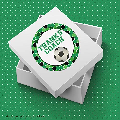 Soccer Team Coach Appreciation Thank You Sticker Labels, 40 2" Party Circle Stickers by AmandaCreation, Great for Envelope Seals & Gift Bags