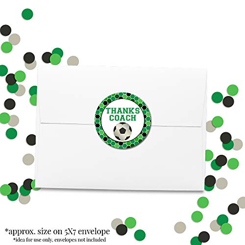 Soccer Team Coach Appreciation Thank You Sticker Labels, 40 2" Party Circle Stickers by AmandaCreation, Great for Envelope Seals & Gift Bags