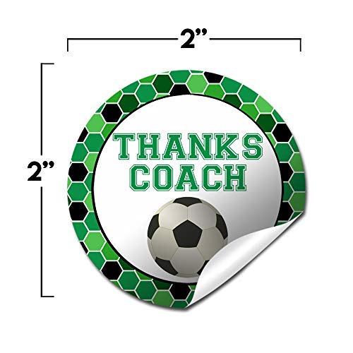 Soccer Team Coach Appreciation Thank You Sticker Labels, 40 2" Party Circle Stickers by AmandaCreation, Great for Envelope Seals & Gift Bags