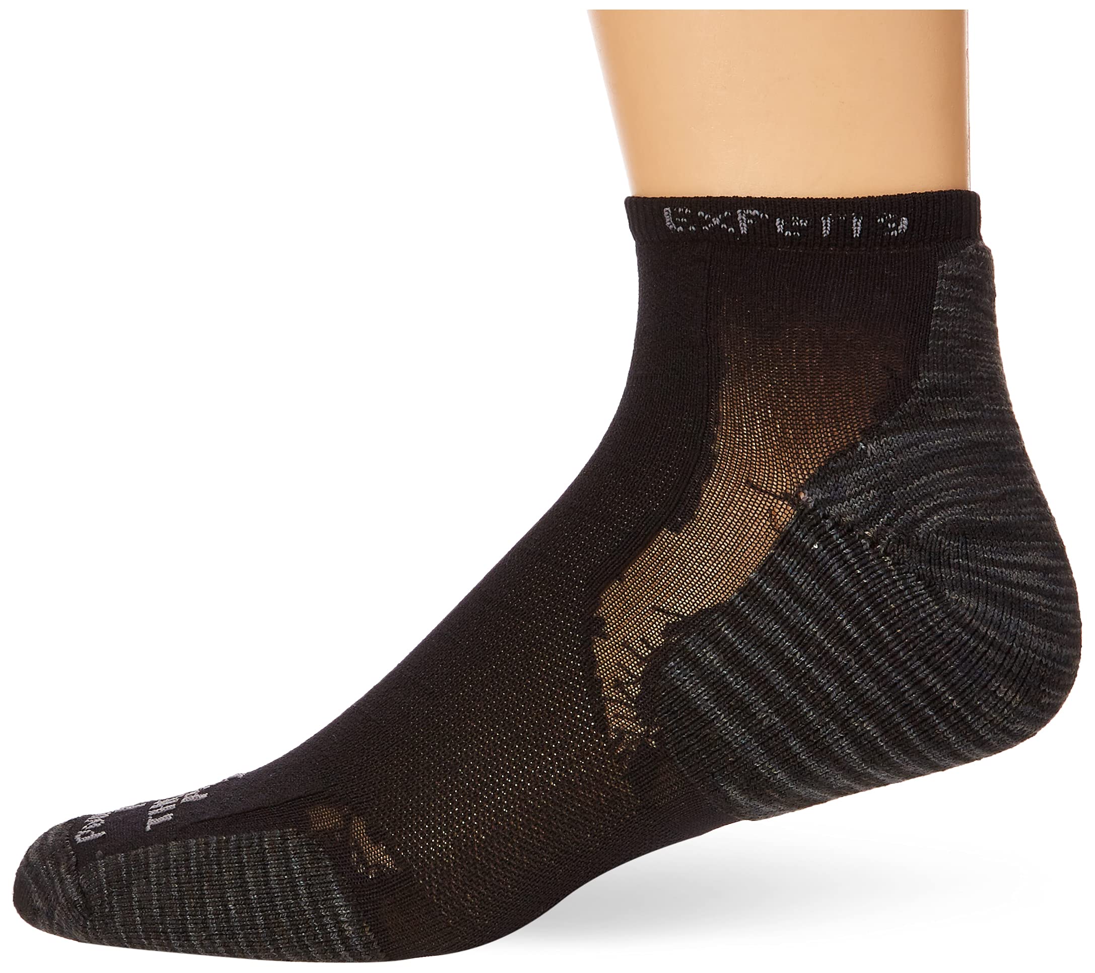 Thorlos Experia Unisex XCCU Thin Cushion Running Low Cut Sock, Tiger Paw Black, Extra Small