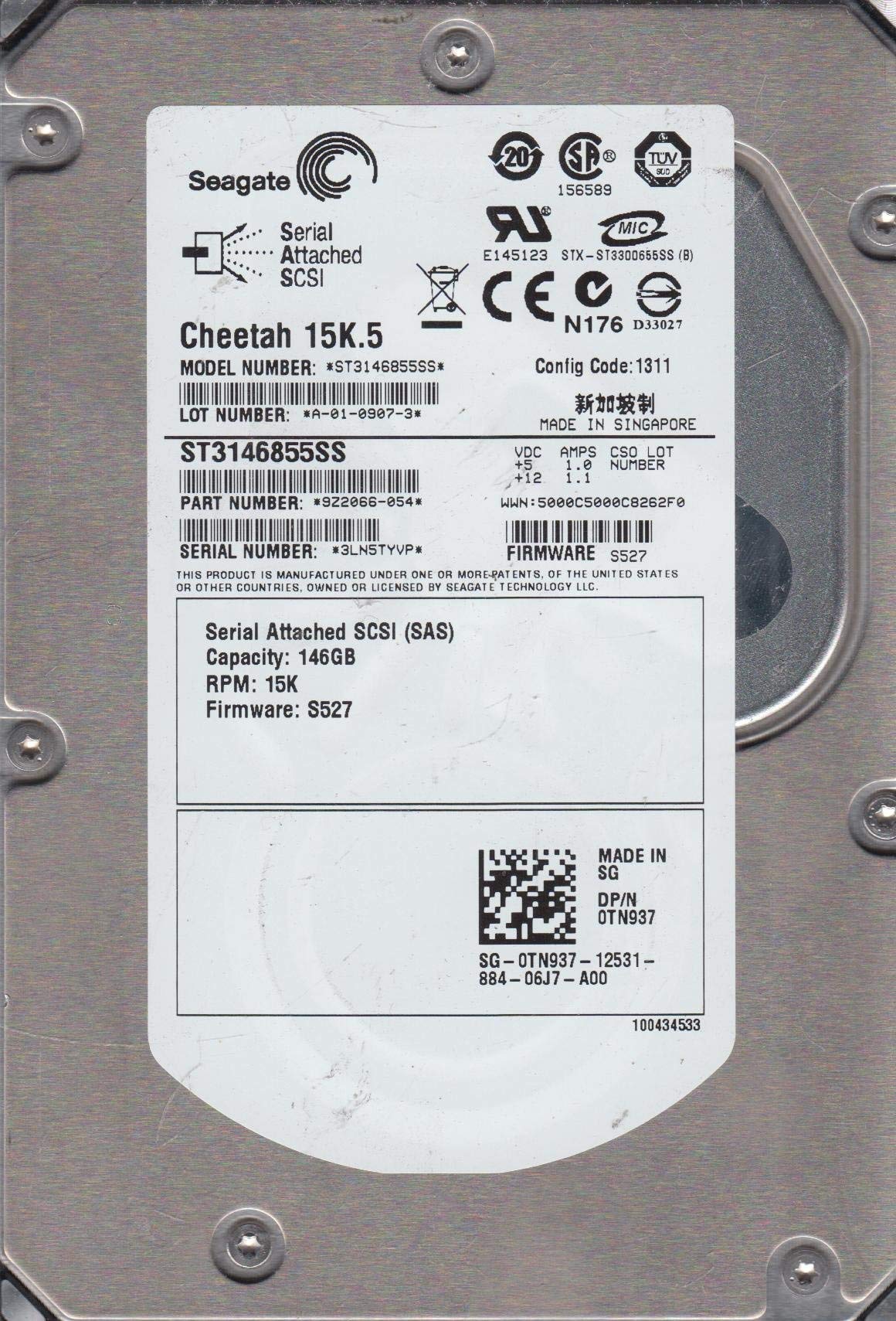 Seagate Cheetah 15K.5 146GB 3.5" Internal Hard Drive (ST3146855SS) (Renewed)