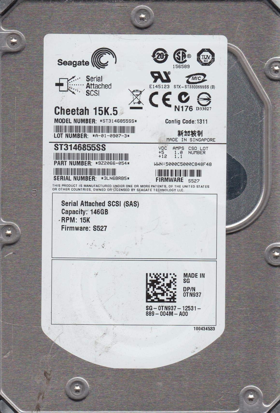 Seagate Cheetah 15K.5 146GB 3.5" Internal Hard Drive (ST3146855SS) (Renewed)