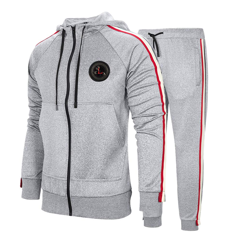 DUOFIER Mens Lightweight Soft and Durable Tracksuits and Sweatsuits, Gray-M