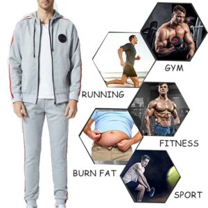 DUOFIER Mens Lightweight Soft and Durable Tracksuits and Sweatsuits, Gray-M