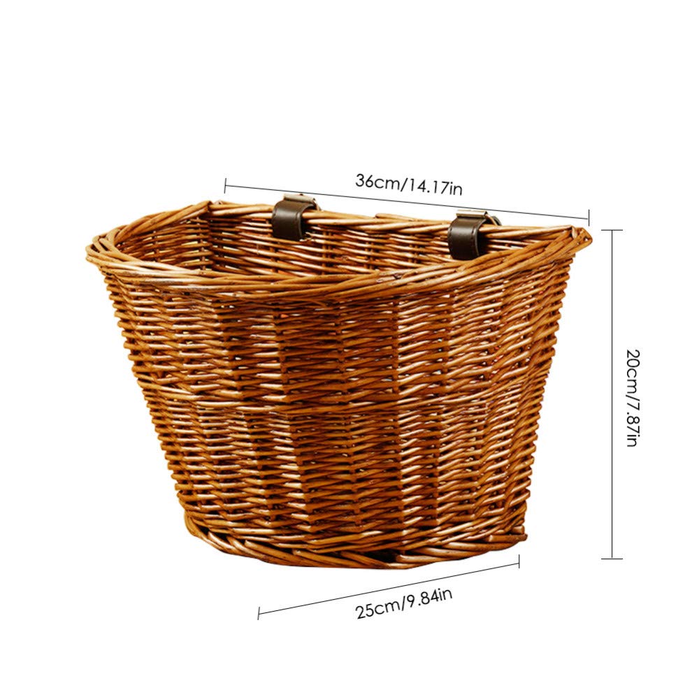 Bike Basket Bicycles Cane Rectangular Basket Adult Bicycle Cargo Basket Hand-Woven