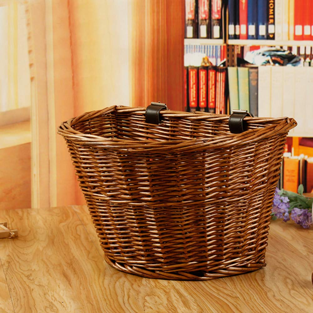 Bike Basket Bicycles Cane Rectangular Basket Adult Bicycle Cargo Basket Hand-Woven