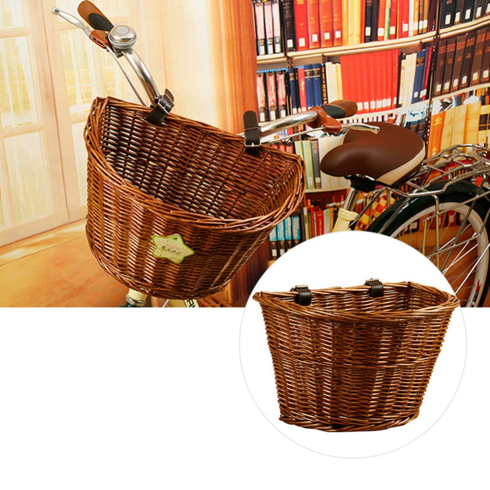 Bike Basket Bicycles Cane Rectangular Basket Adult Bicycle Cargo Basket Hand-Woven